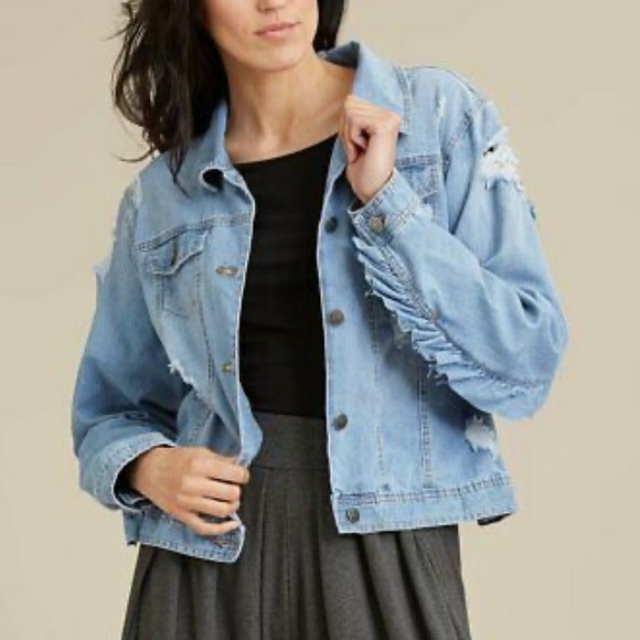 Elliott & Vine | Jackets & Coats | Elliott Vine Distressed Ruffle Jean ...